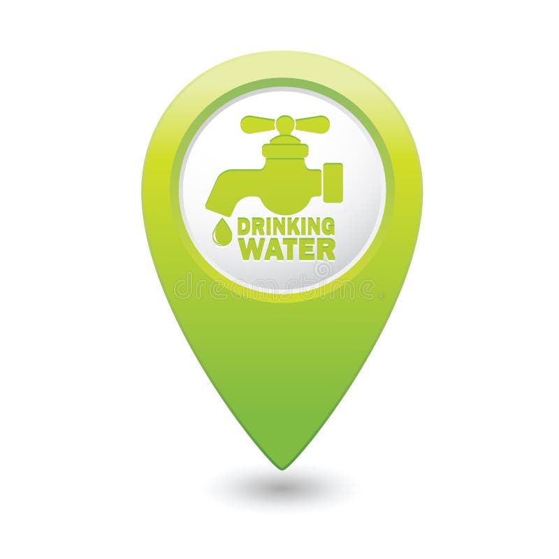 Water Tap Icon on the Map Pointer Stock Vector - Illustration of clear ...