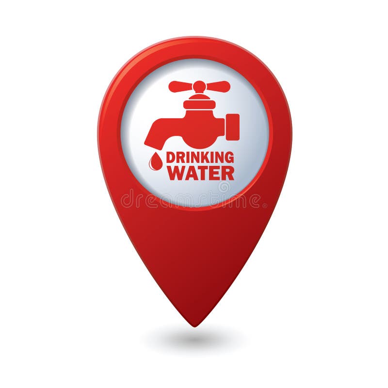 Water Tap Icon on the Map Pointer Stock Vector - Illustration of clean ...