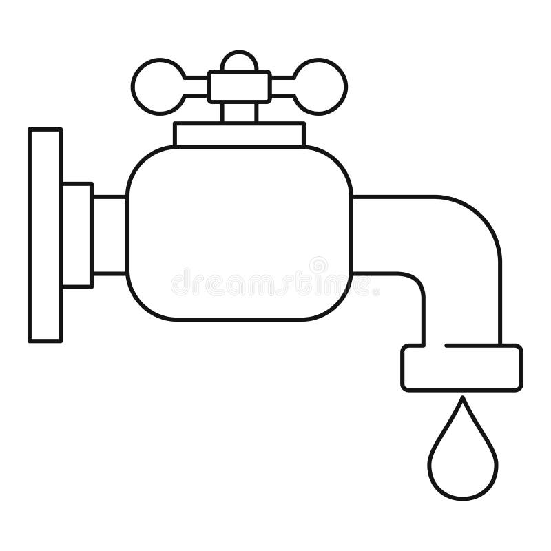 Water Tap Icon, Outline Style Stock Vector - Illustration of outline ...