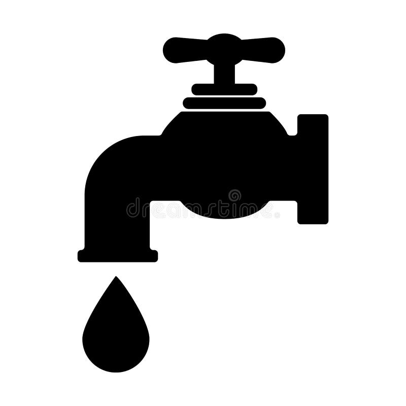 Water Tap Icon on White Background. Tap with a Drop of Water Sign ...