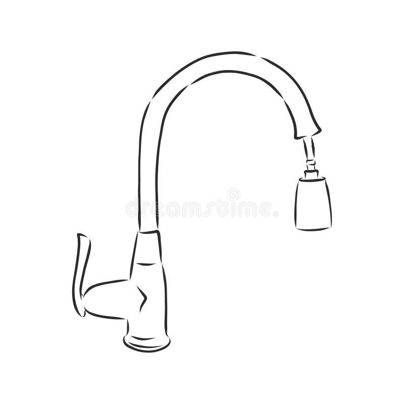 Vector Single Sketch Kitchen Faucet, Kitchen Faucet, Vector Sketch ...