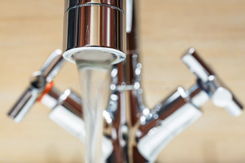 Water Tap with Modern Design in Bathroom Stock Image - Image of retro ...