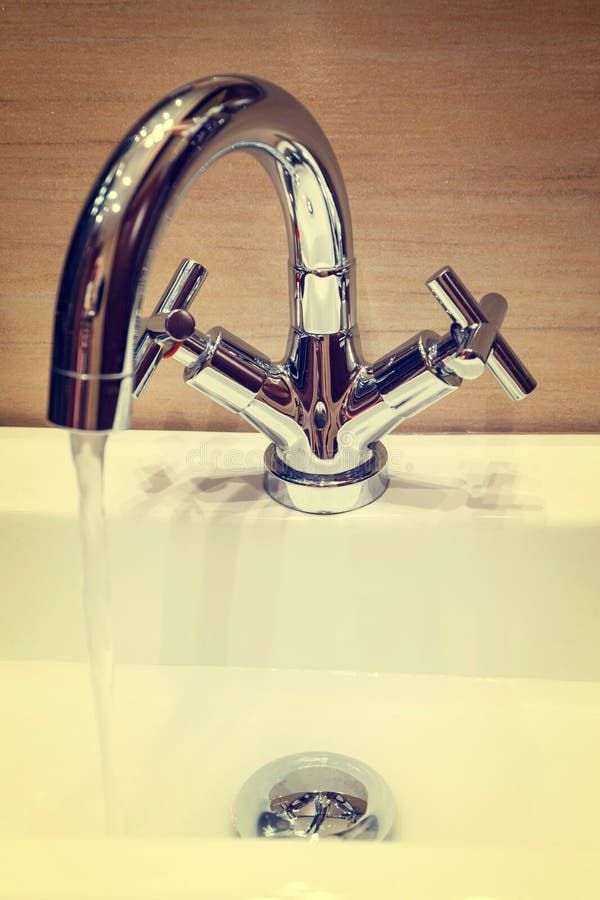 Water Tap with Modern Design in Bathroom Stock Image - Image of ...