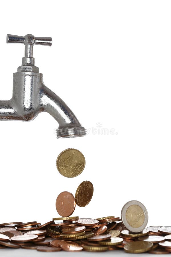 Water tap with money stock photo. Image of bath, fresh - 43842062