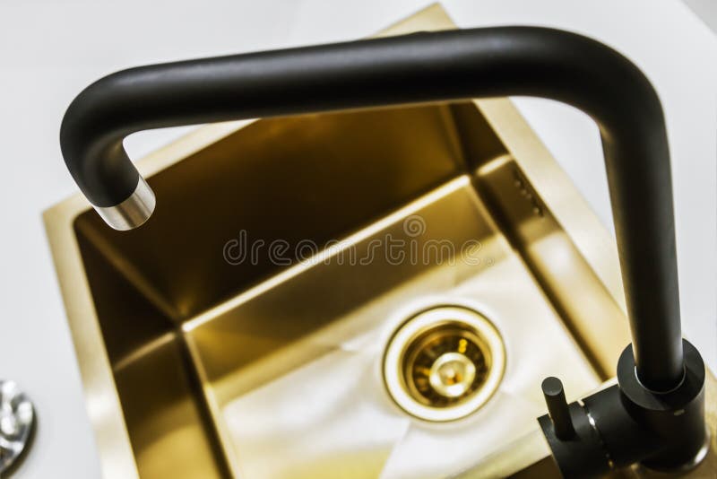 Water Tap Mounted on the Sink in the Kitchen Stock Image - Image of ...
