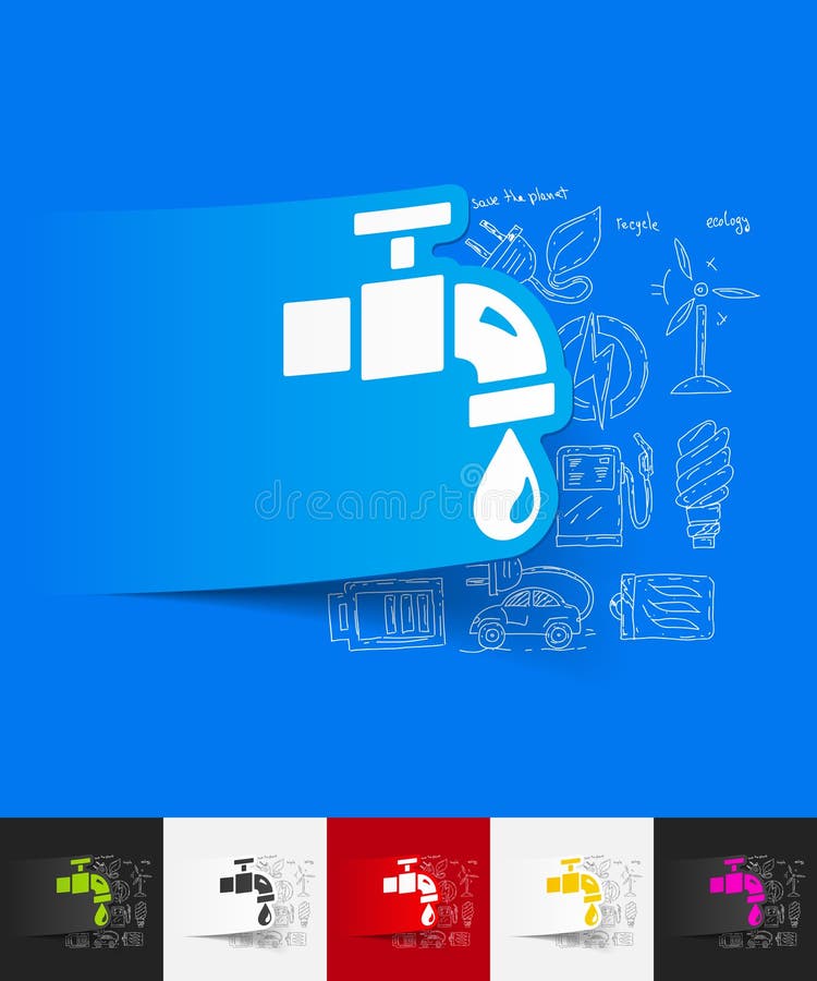 Water Tap Paper Sticker with Hand Drawn Elements Stock Vector ...