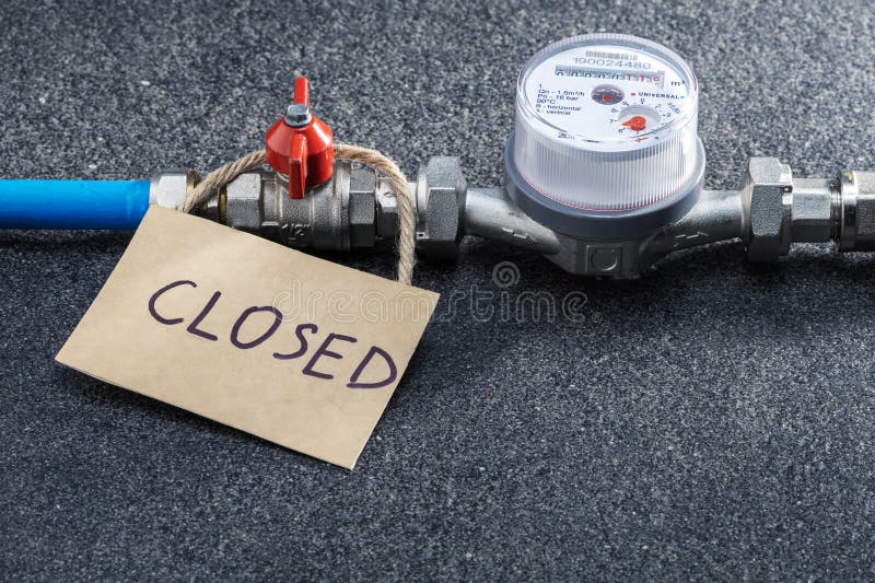 Water Tap on the Pipe with Sign Board Closed. Stock Image - Image of ...