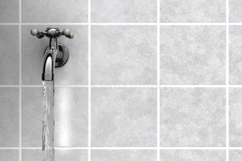 Water Tap on tiles stock illustration. Illustration of aqua - 22112203