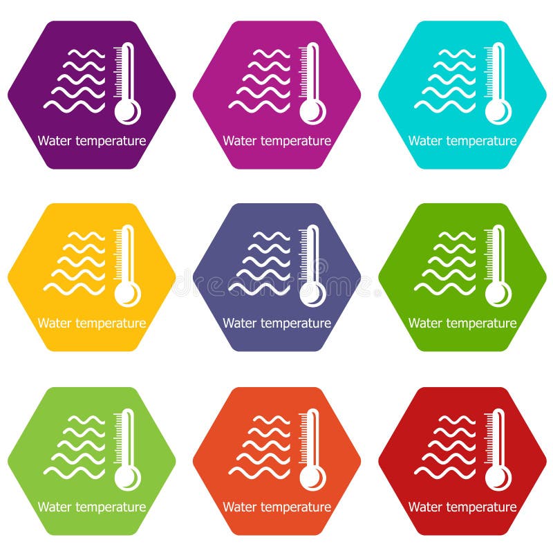 Water Temperature Icons Set 9 Vector Stock Vector - Illustration of ...