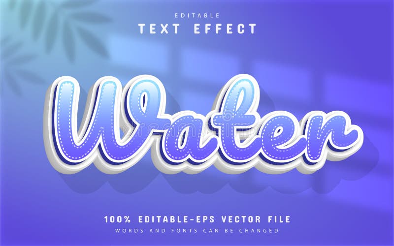 Water Text Effect Cartoon Style Stock Vector - Illustration of element ...
