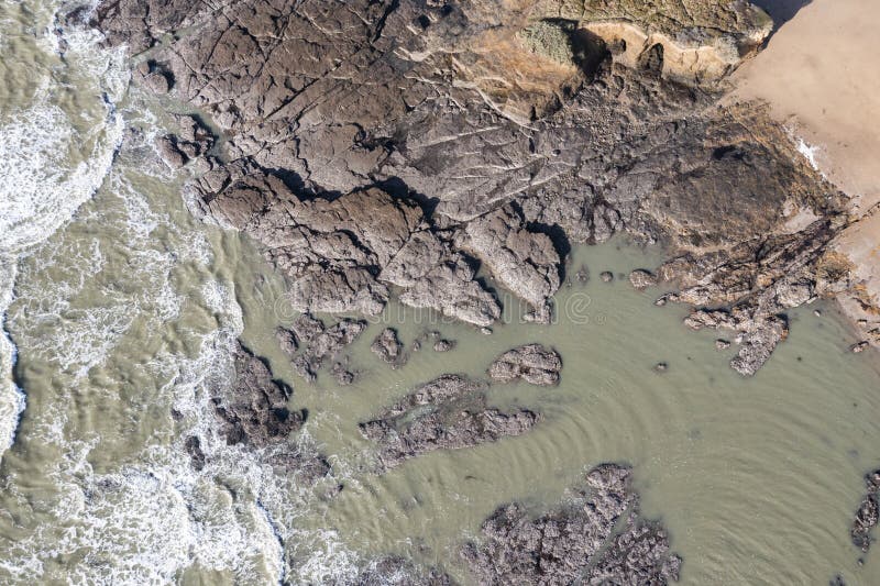 Water Texture, Rocks, Sandy Beach, Ocean Landscape Stock Photo - Image ...