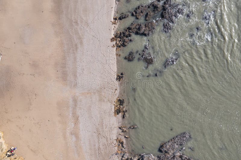 Water Texture, Rocks, Sandy Beach, Ocean Landscape Stock Photo - Image ...