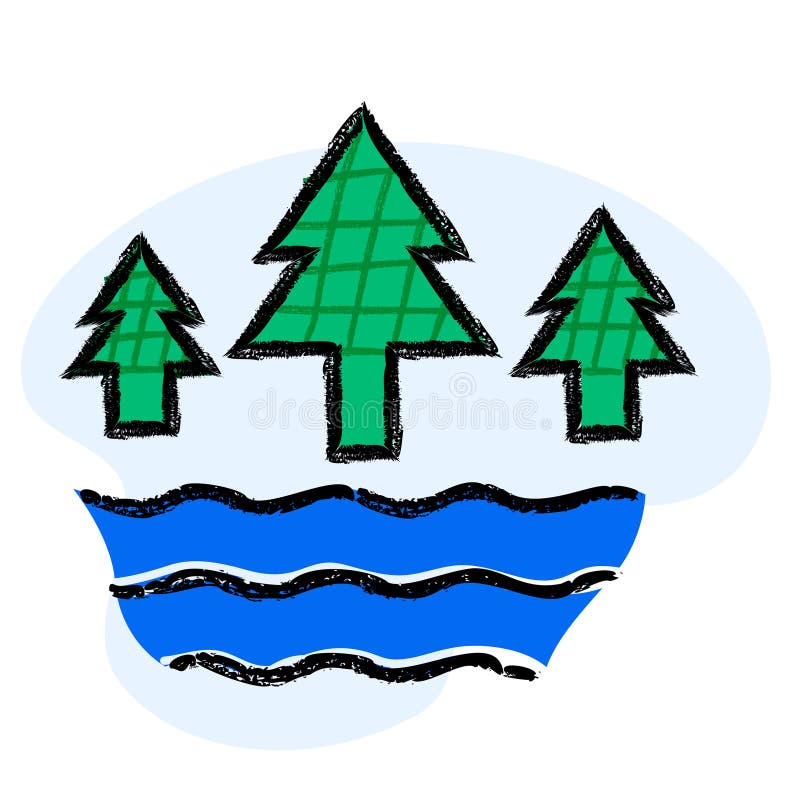 Water and Three Trees Icon. an Icon of Water and Three Trees To ...