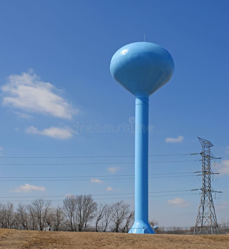 Red and white water tower stock image. Image of storage - 14000971