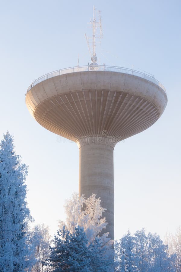 Water Tower in Cold Winter Weather Stock Image - Image of resource ...
