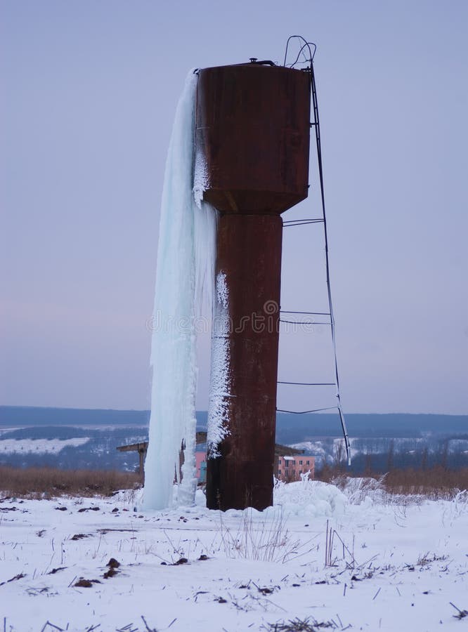 Water Tower Completely in Ice Stock Image - Image of completely ...