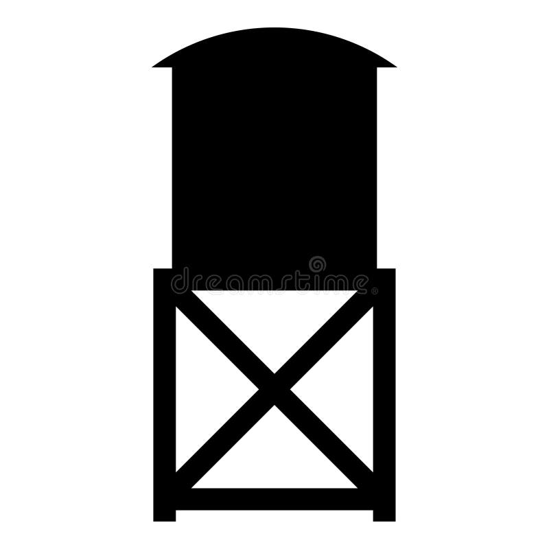 Water Tower Elevated Industrial Construction Tank Icon Black Color ...