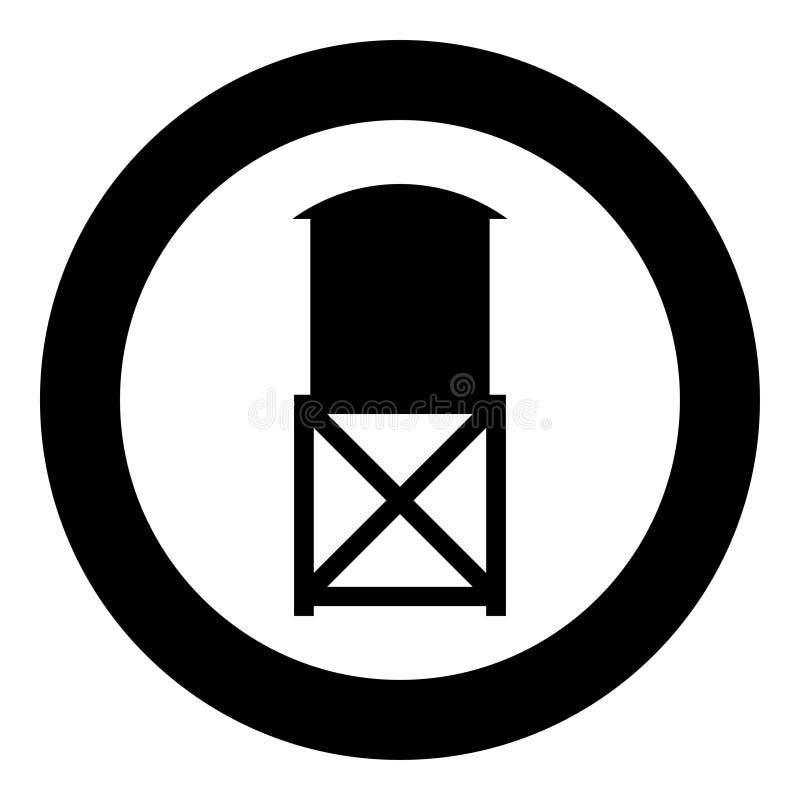 Water Tower Elevated Industrial Construction Tank Icon in Circle Round ...