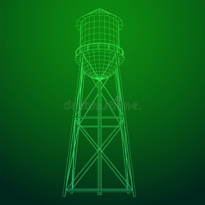 Water Tower. Industrial Construction Vector Stock Vector - Illustration ...