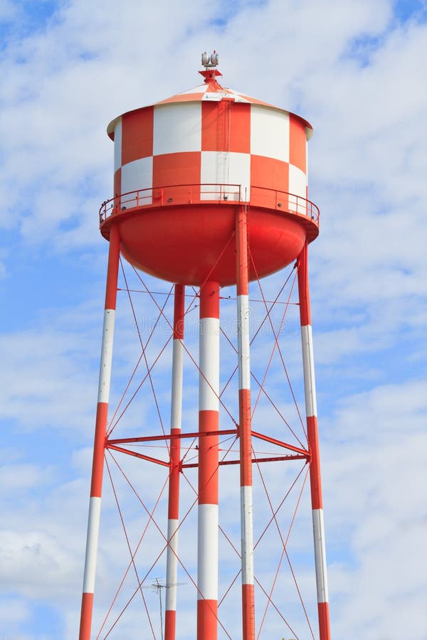 Red and white water tower stock image. Image of store - 14000971