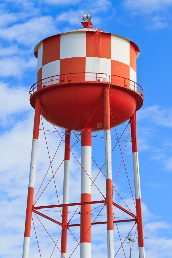 Water Tower with Red and White Stripes Stock Image - Image of public ...