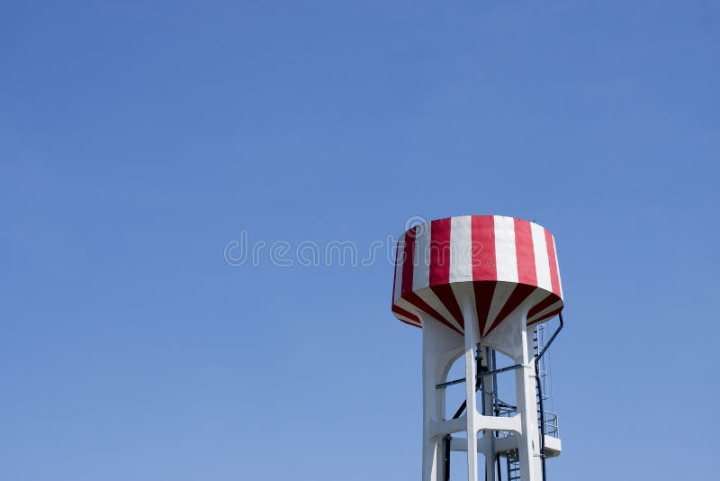 Water Tower With Red And White Stripes Stock Image - Image of steel ...