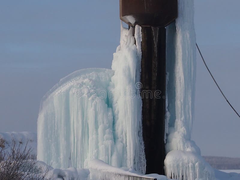 Water tower in the winter stock image. Image of snow - 82485111