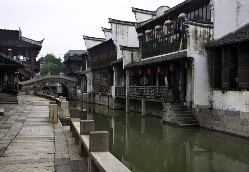 The Chinese Watery Town Buildings Stock Image - Image of tree, calm ...