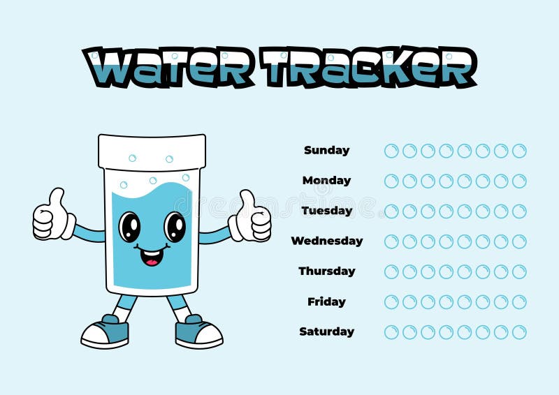 Daily Water Tracker Balance Vector Calendar. Habit Tracker Concept and ...