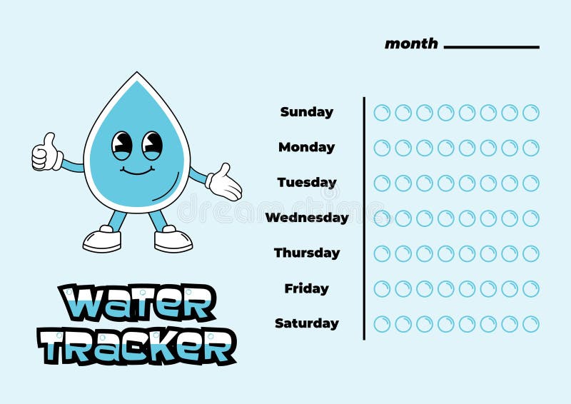 Daily Water Tracker Balance Vector Calendar. Habit Tracker Concept and ...