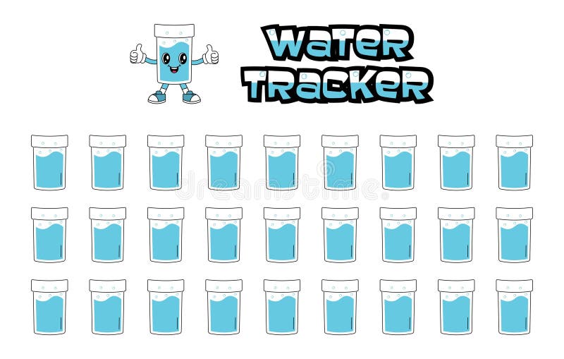 Daily Water Tracker Balance Vector Calendar. Habit Tracker Concept and ...