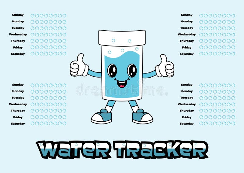 Daily Water Tracker Balance Vector Calendar. Habit Tracker Concept and ...