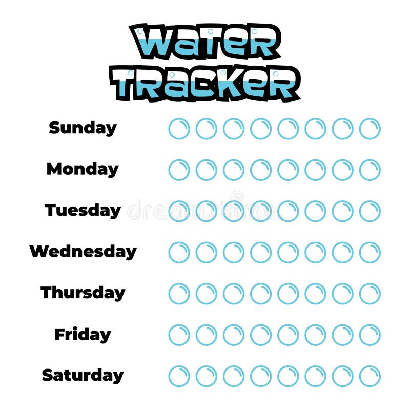 Daily Water Tracker Balance Vector Calendar. Habit Tracker Concept and ...