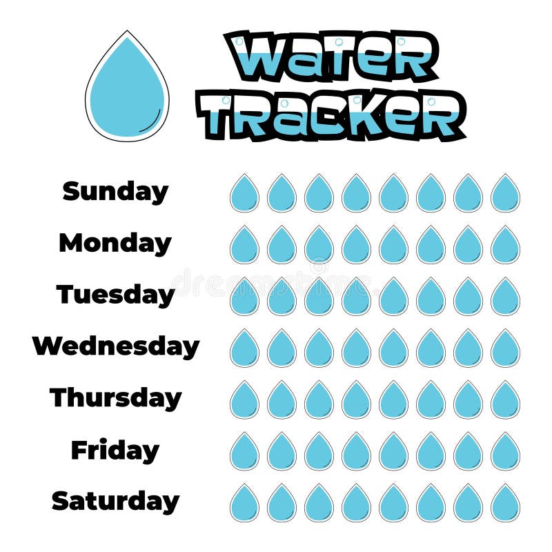 Daily Water Tracker Balance Vector Calendar. Habit Tracker Concept and ...