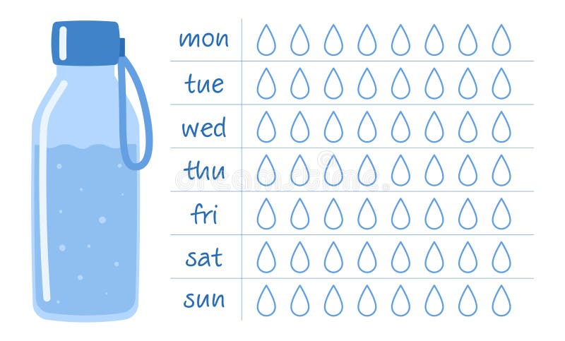 Water Tracker. Drink More Water. Drinking Water Checklist. Water Bottle ...