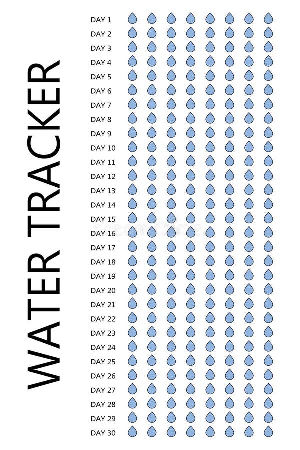 Water Tracker. Habit Tracker for Month. Template Mockup. Vector ...