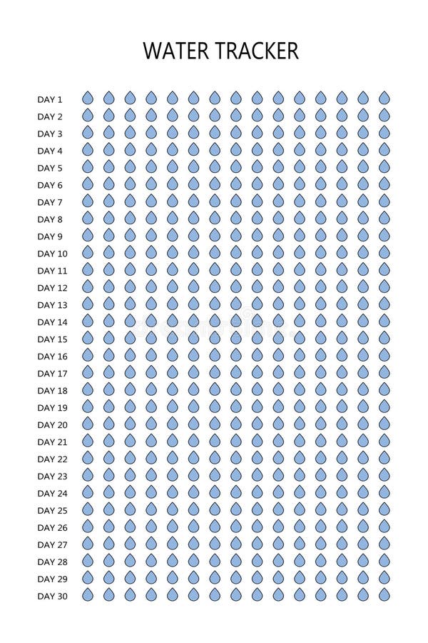 Water Tracker. Habit Tracker for Month. Template Mockup. Vector ...