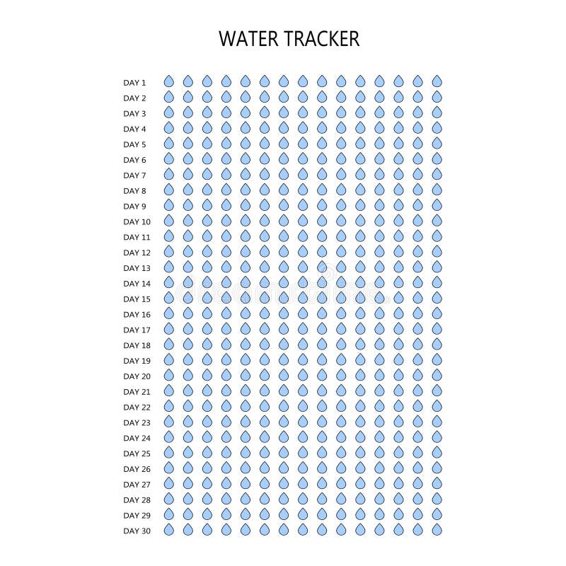 Water Tracker. Habit Tracker for Month. Template Mockup. Vector ...