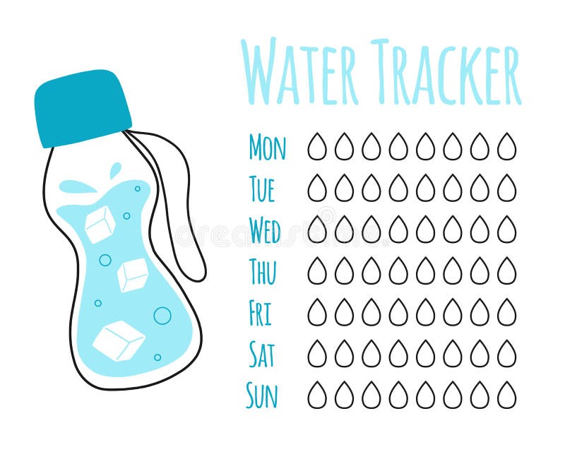 Water Tracker Vector Template. . Drinking Water Checklist. Water ...