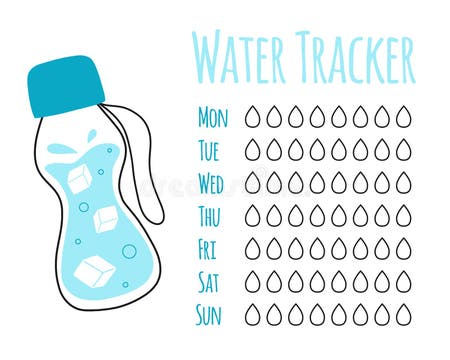 Water Tracker Vector Template. . Drinking Water Checklist. Water ...