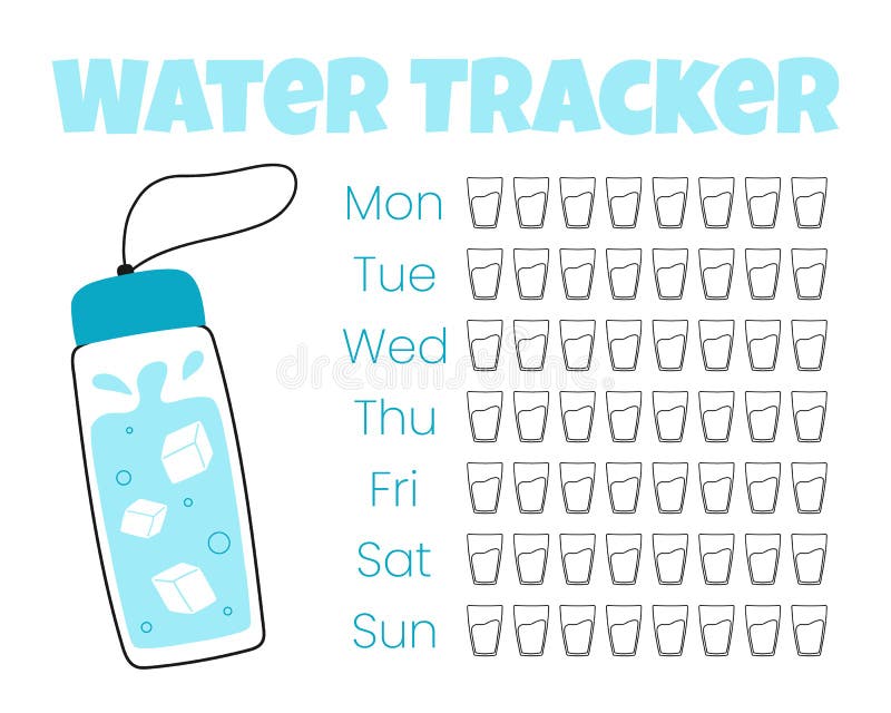 Water Tracker Vector Template. . Drinking Water Checklist. Water ...