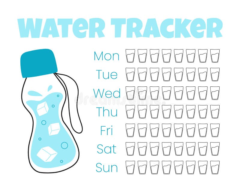 Water Tracker Vector Template. . Drinking Water Checklist. Water ...