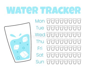 Water Tracker Vector Template. . Drinking Water Checklist. Water ...