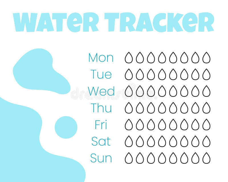 Water Tracker Vector Template. . Drinking Water Checklist. Water ...