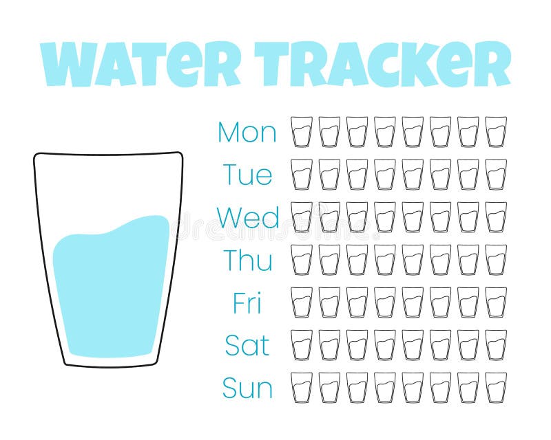 Water Tracker Vector Template. . Drinking Water Checklist. Water ...