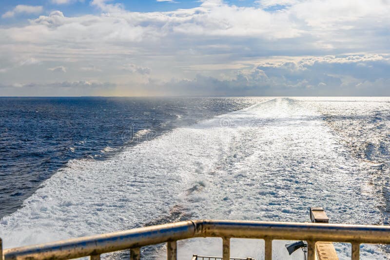 Water Trail Behind Cruise Ship. Stock Photo - Image of clouds, travel ...