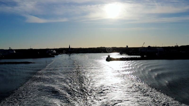 Water Trail Behind of the Ferry. Wave from the Ship at Sea Stock ...