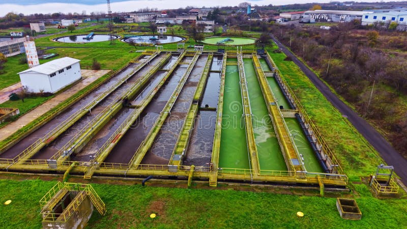 Water Treatment Facility in Operation with Tanks and Pipelines Showing ...