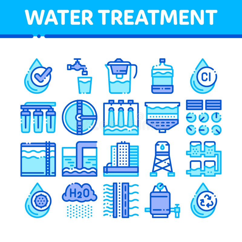 Water Treatment Items Vector Thin Line Icons Set Stock Vector ... Water Treatment Items Vector Thin Line Icons Set Stock Vector ...