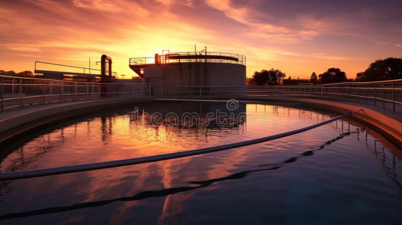 A Water Treatment Plant or Sewage Treatment Plant Stock Illustration ...